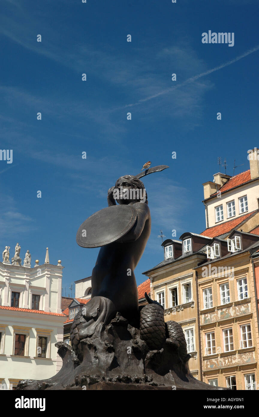 Mermaid statue in Warsaw Stock Photo - Alamy