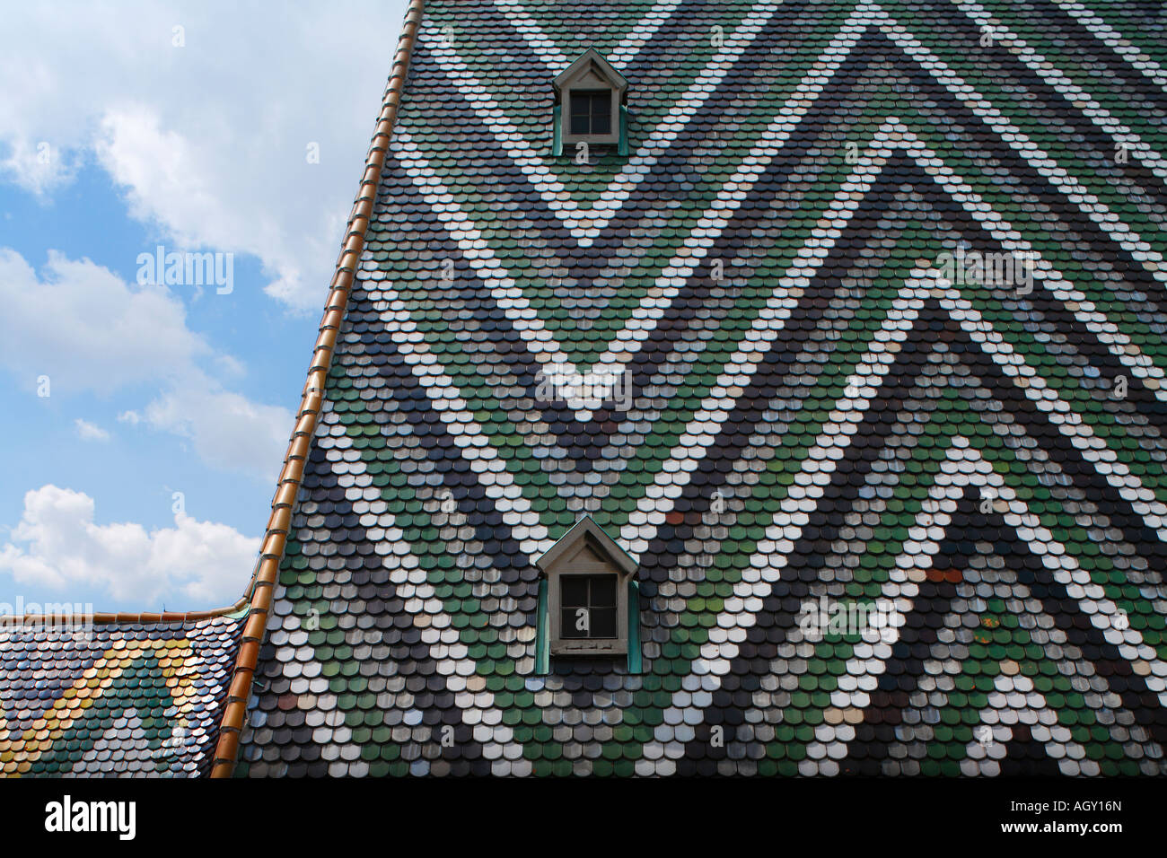 Colorful tile roof of St. Stephen's Cathedral, Vienna, Austria, Europe ...