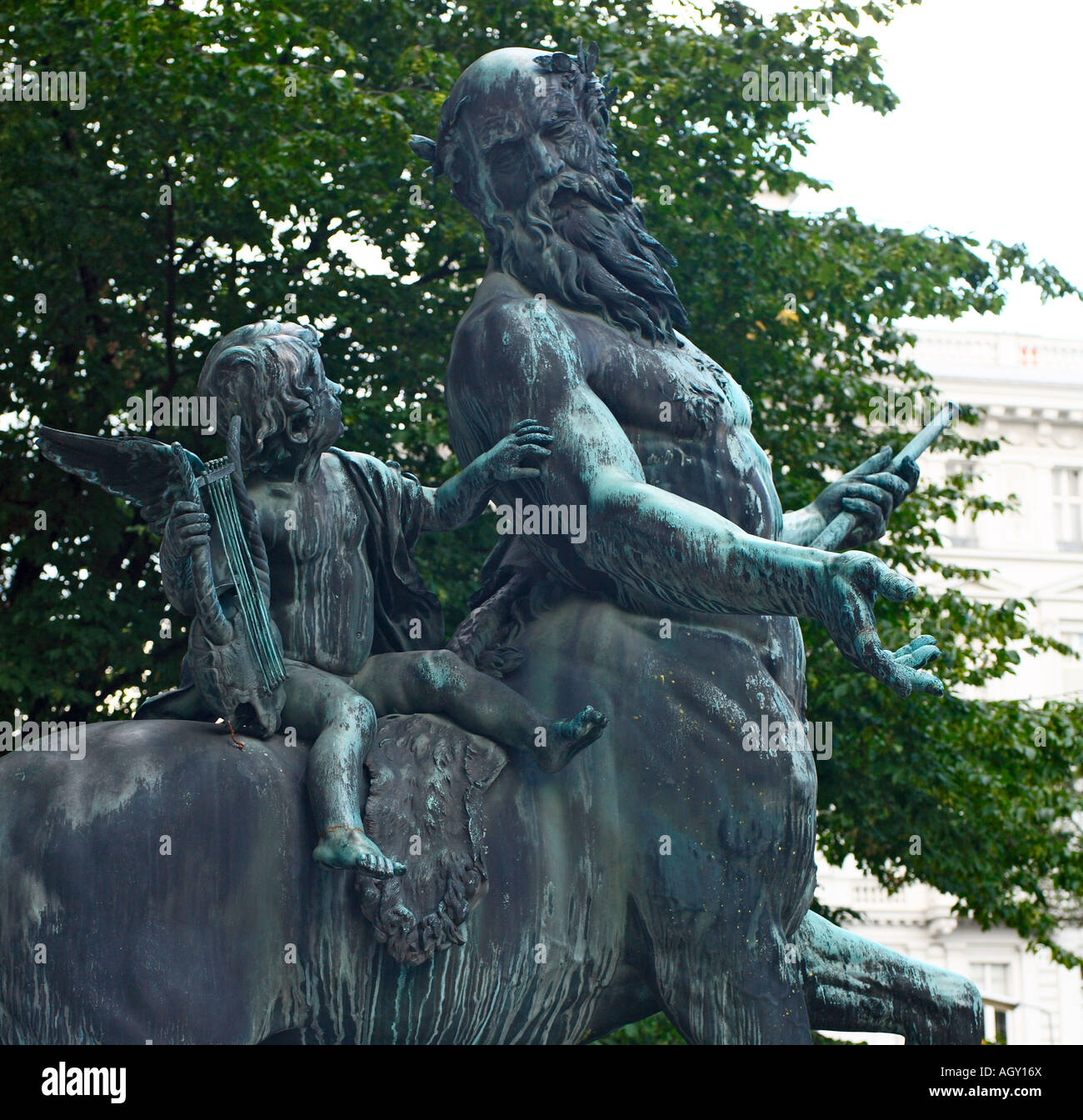 A statue of cupid riding on centaur's back. Located in front of Academy ...