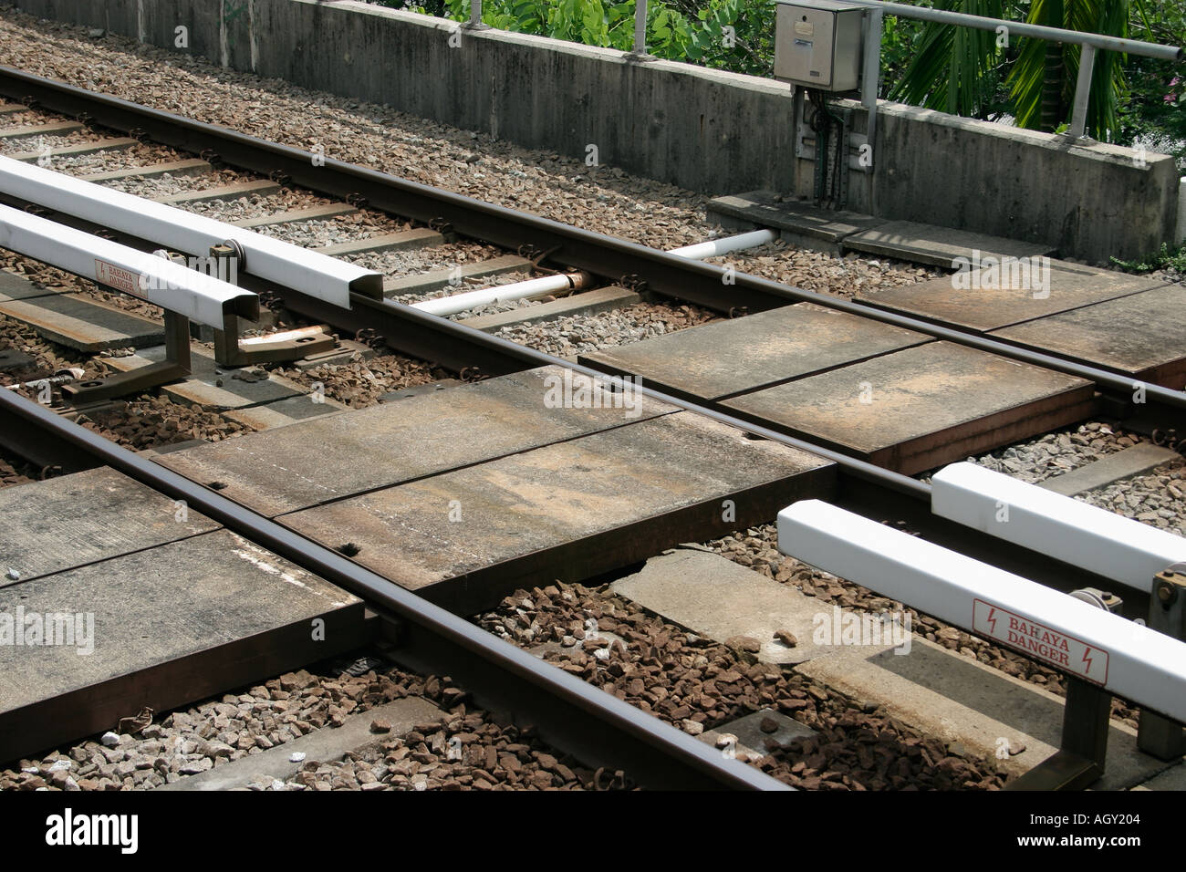 closeup of walking path on a railway track Stock Photo - Alamy