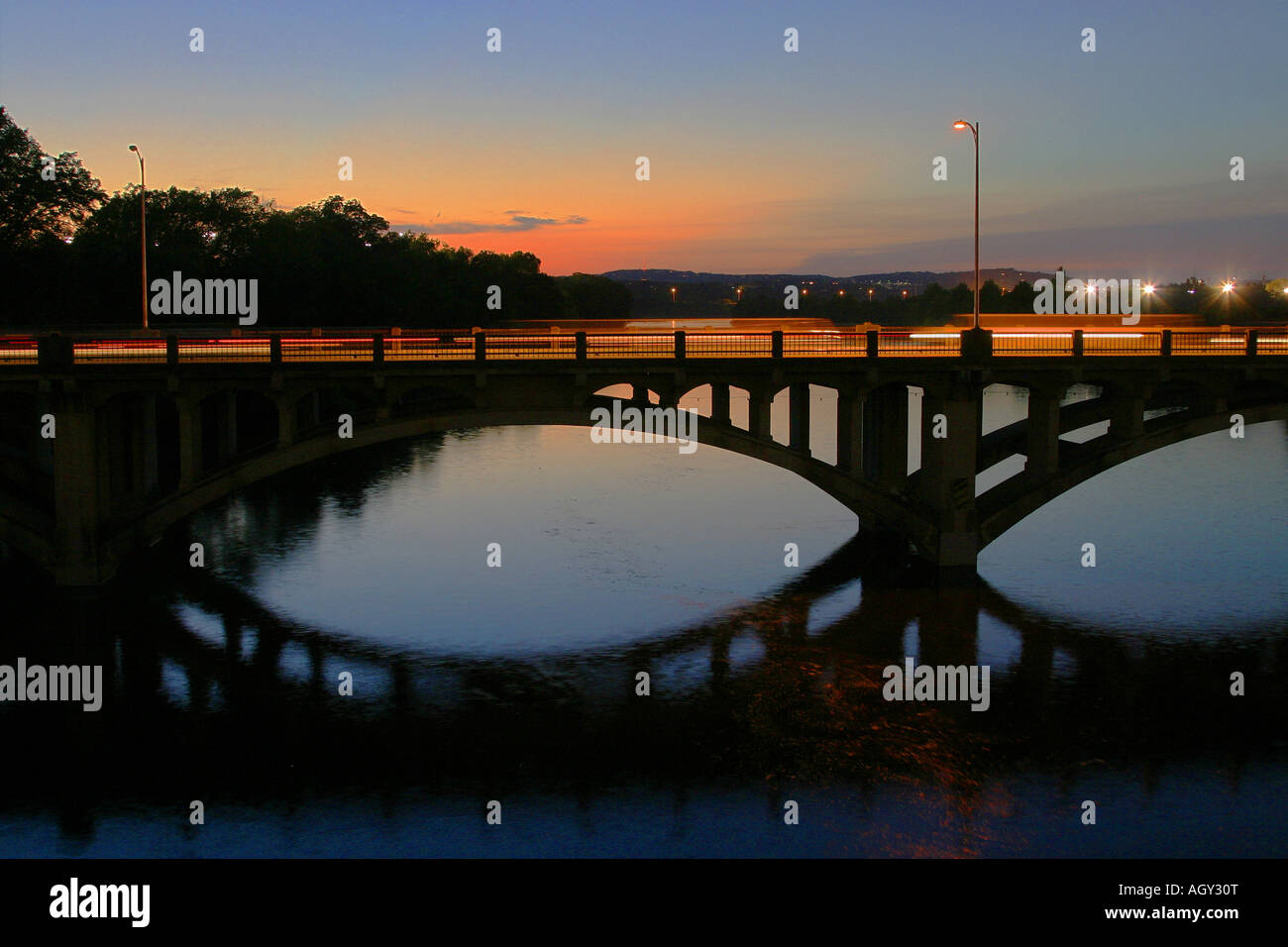 Lamar Bridge over Town Lake at Dusk in Austin, Texas Stock Photo - Alamy