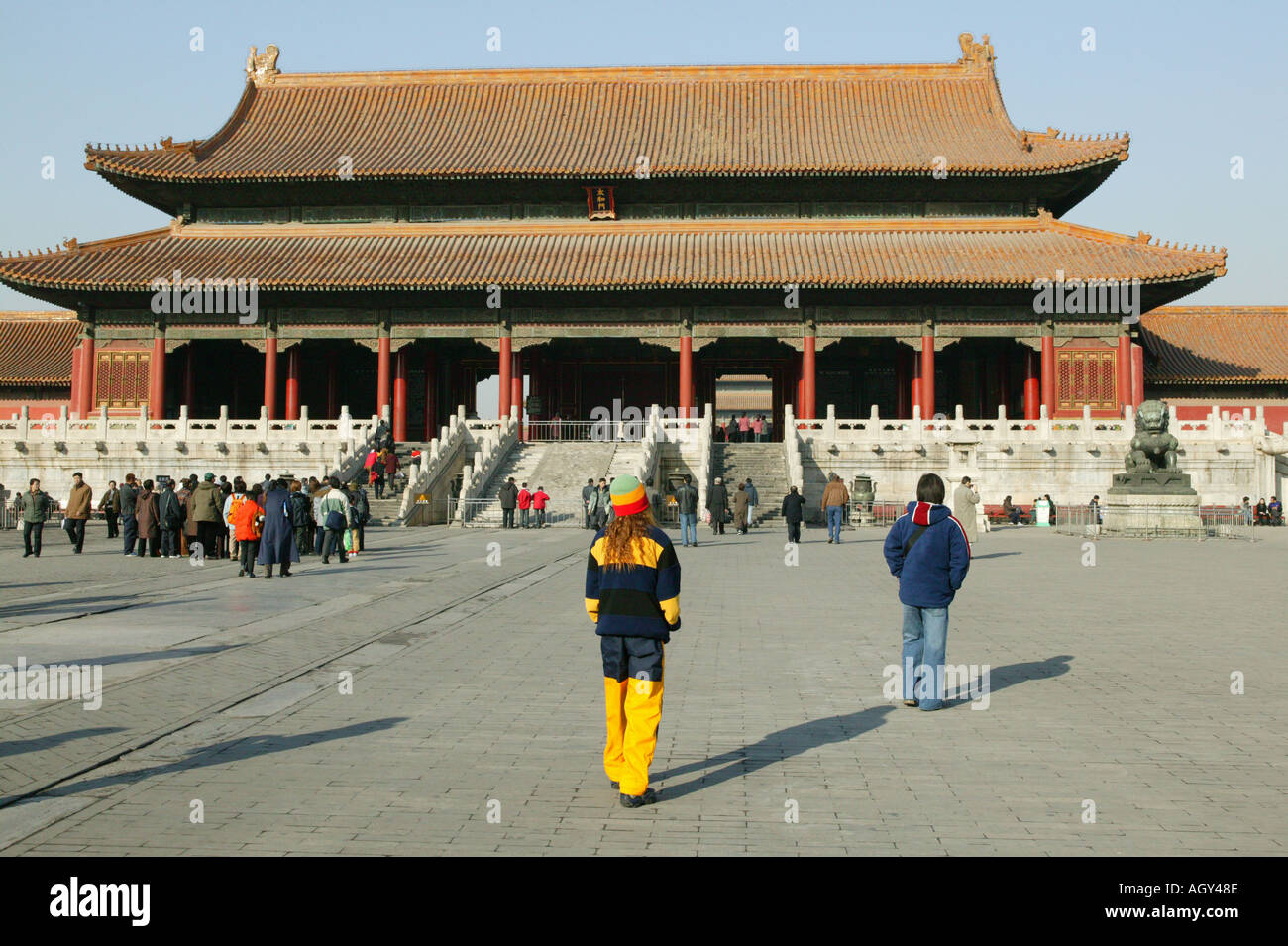 Tourists visiting the Forbidden City, a World UNESCO site in Beijing ...