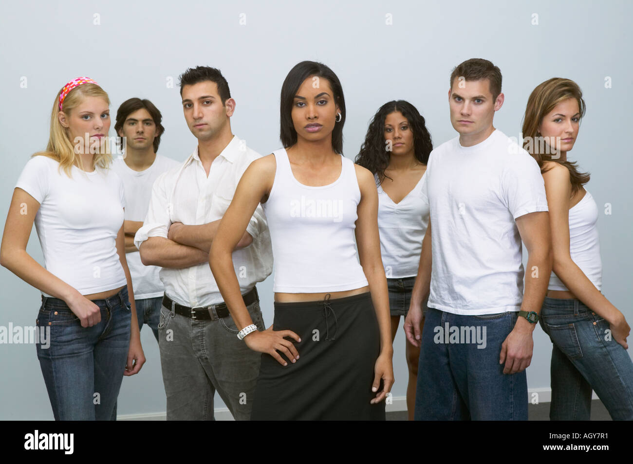 Group of young people looking serious Stock Photo - Alamy