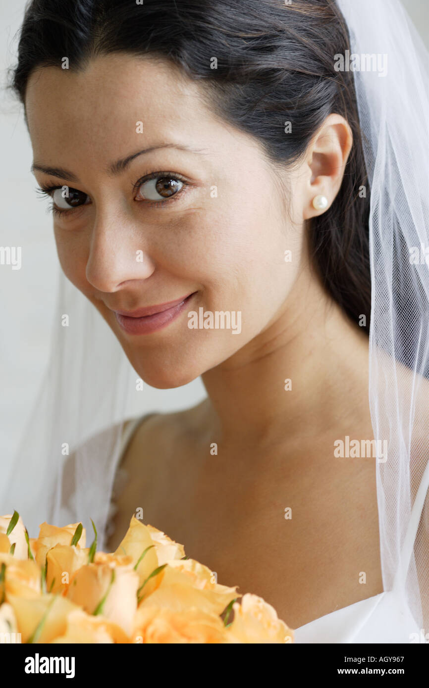 Woman yellow roses smile inside hi-res stock photography and images - Alamy