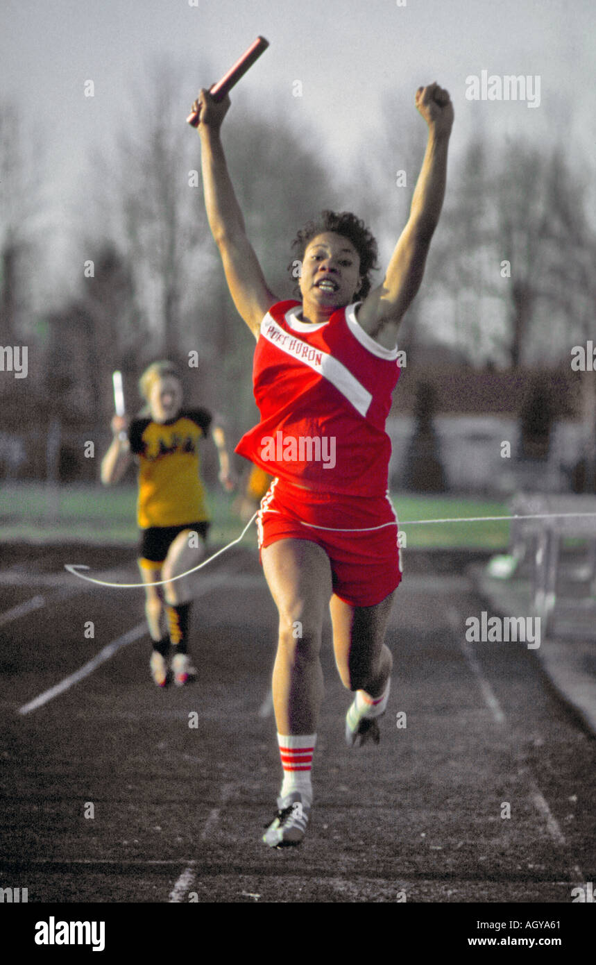 crossing the finish line Stock Photo - Alamy