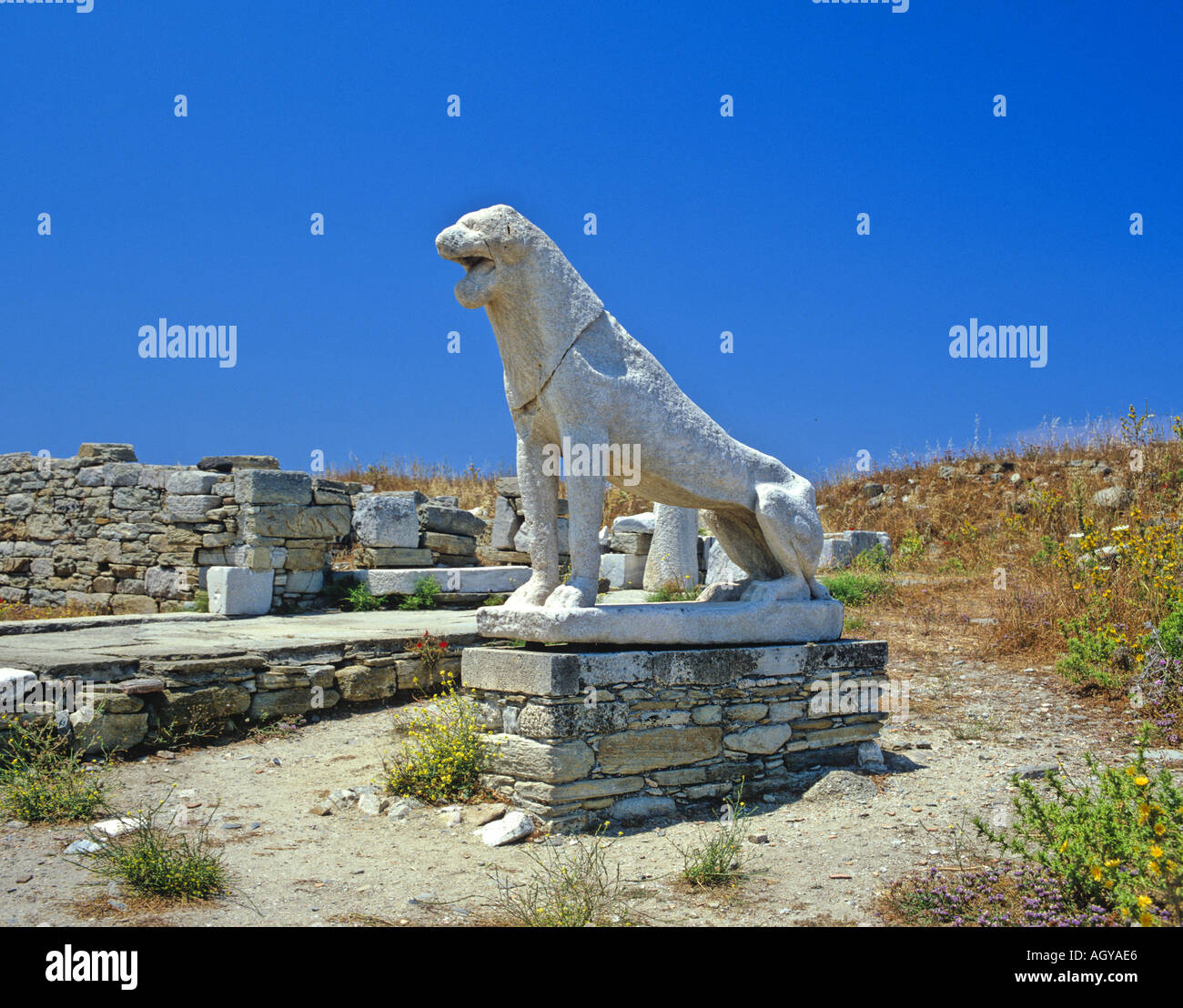 The Lion Statue Delos island sister island of Mykonos Greece Stock ...