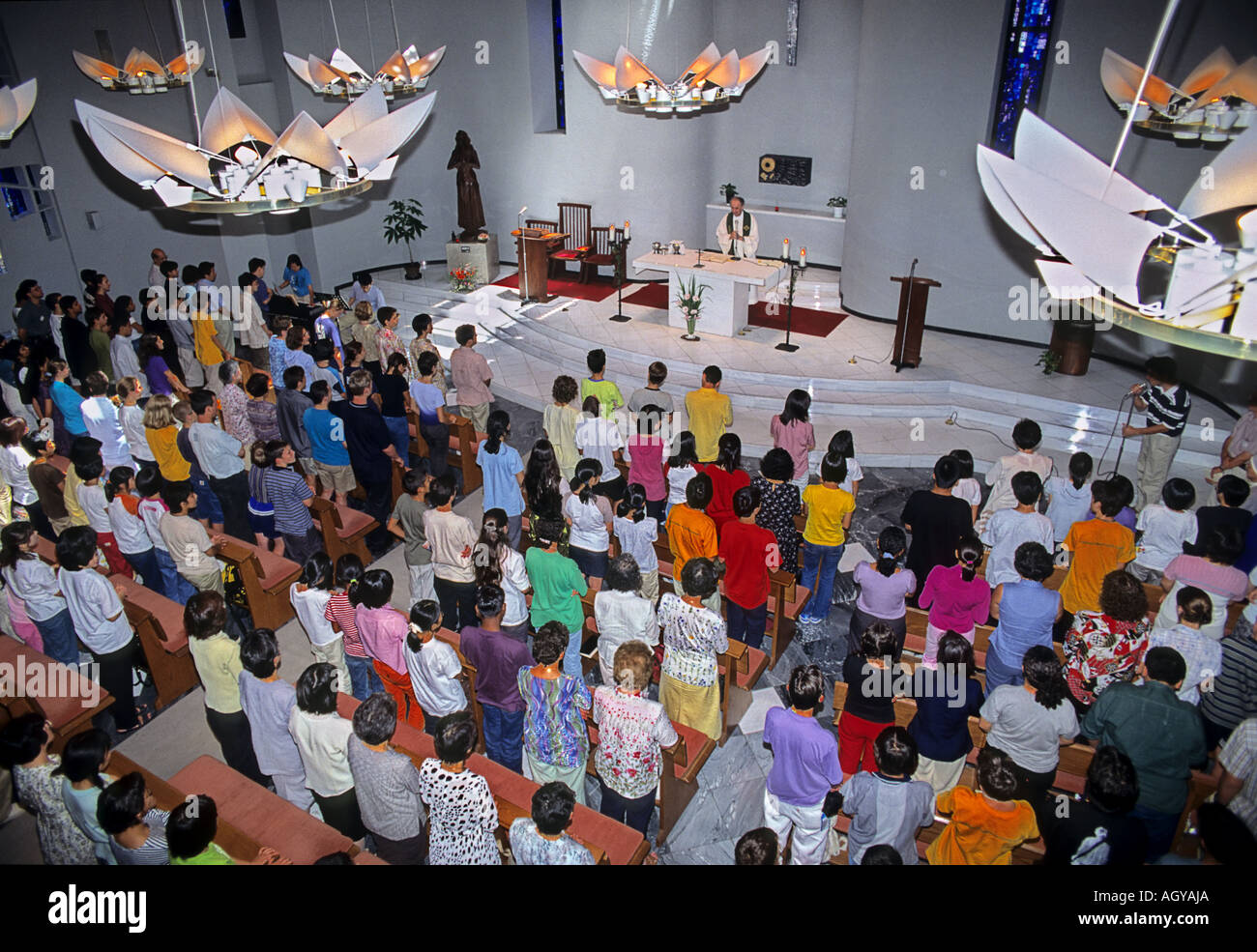 Catholic mass celebrated by a missioner priest in Tokyo - Japan Stock ...