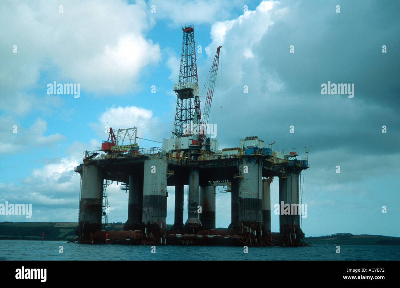 Oil rig at anchor Falmouth Harbour Cornwall UK Stock Photo - Alamy