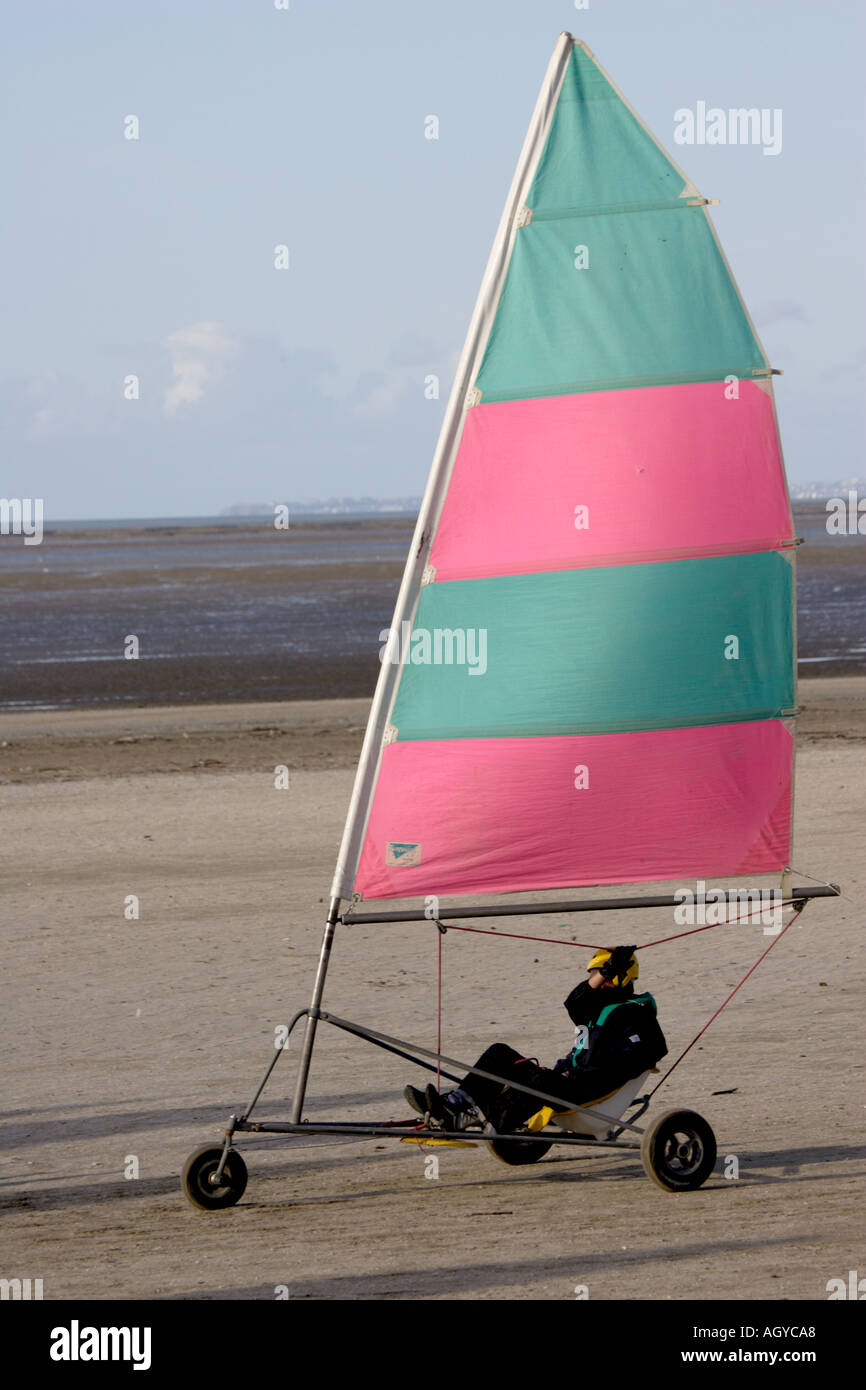 Land Yacht racing on sands Cherruieux Brittany France Stock Photo - Alamy