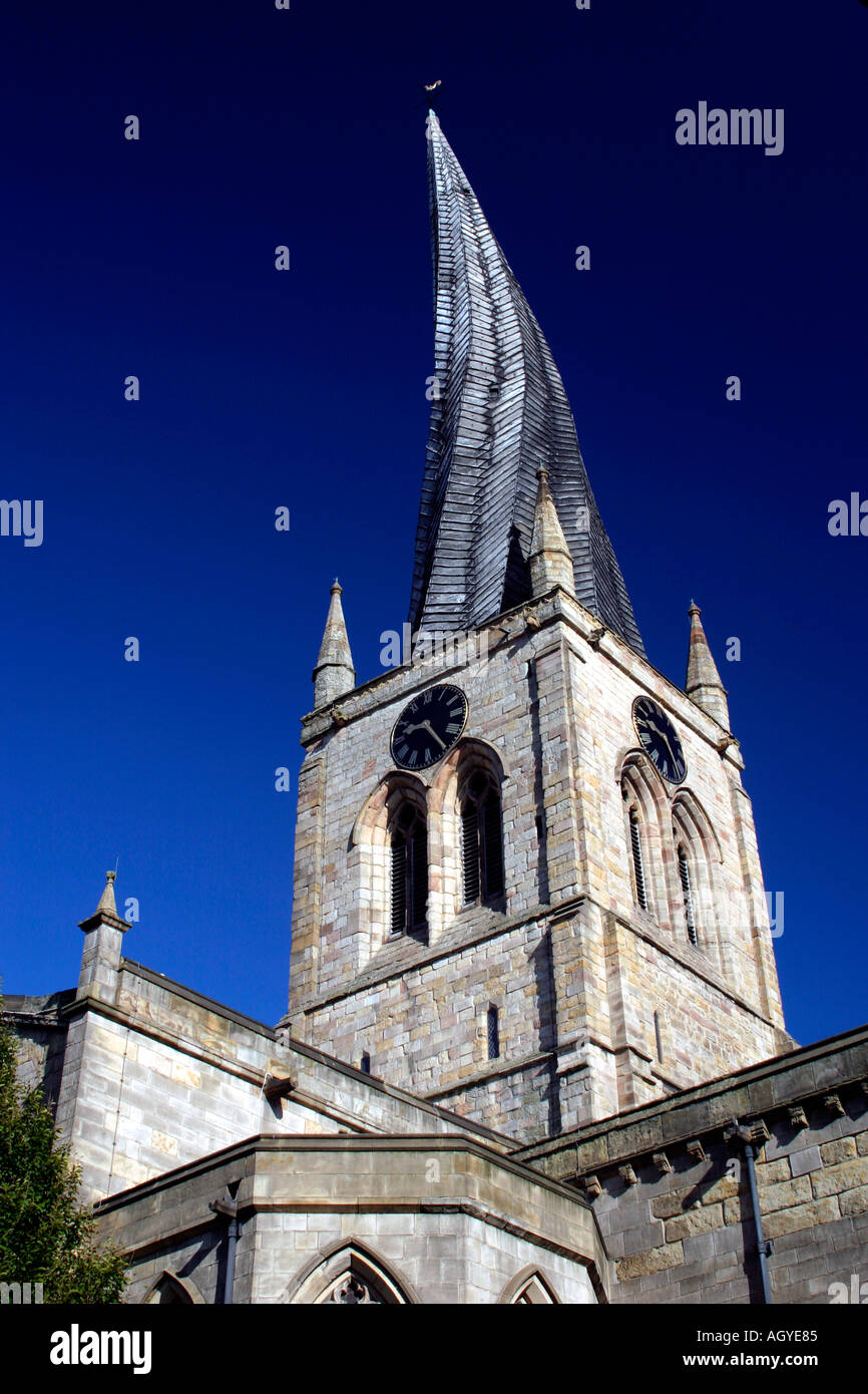 The famous crooked spire on the parish church of St Marys and All ...