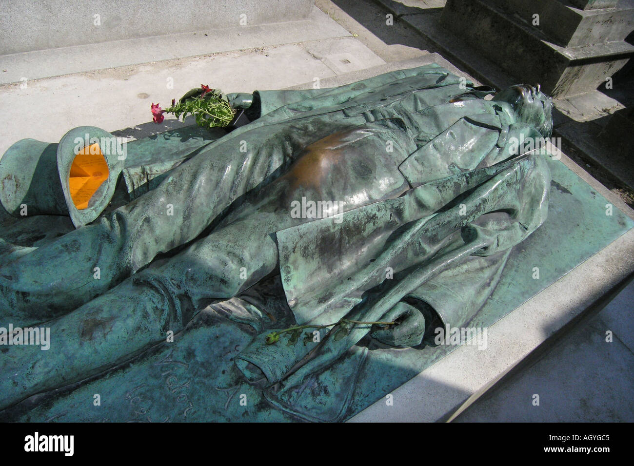 gravestone of Victor Noir at Pere Lachaise cemetery Paris France with ...