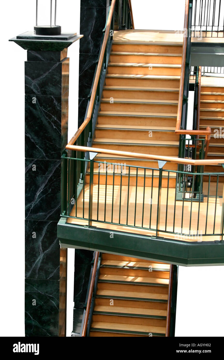 Modern shopping centre wooden stairs architectural detail Stock Photo ...