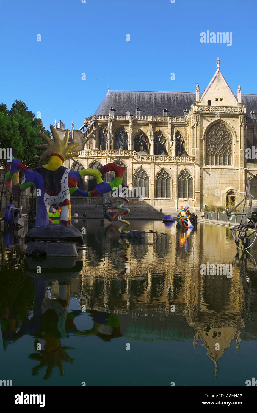 France - Igor Stravinsky Place and Saint Merri church at Paris Stock ...
