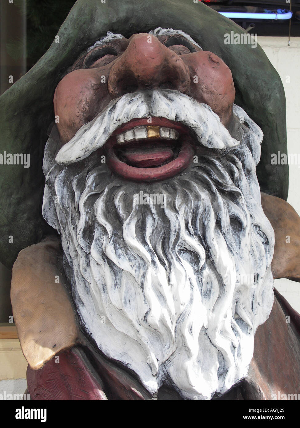 Face of Happy Old Man Carved in Wood Stock Photo - Alamy