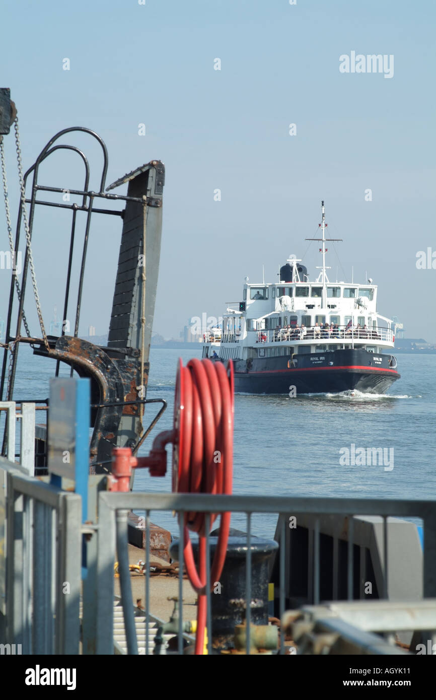 Mersey ferry Royal Iris approaches Seacombe terminal Wallasey Wirrel ...