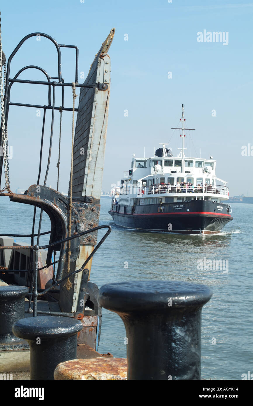 Mersey ferry Royal Iris approaches Seacombe terminal Wallasey Wirrel ...