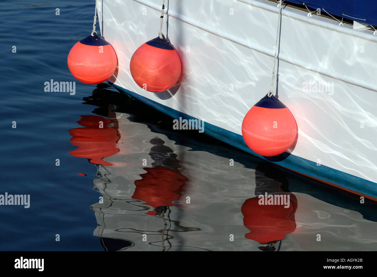 Reflection of Red Bouys and Boat Padstow Harbour Cornwall Stock Photo ...
