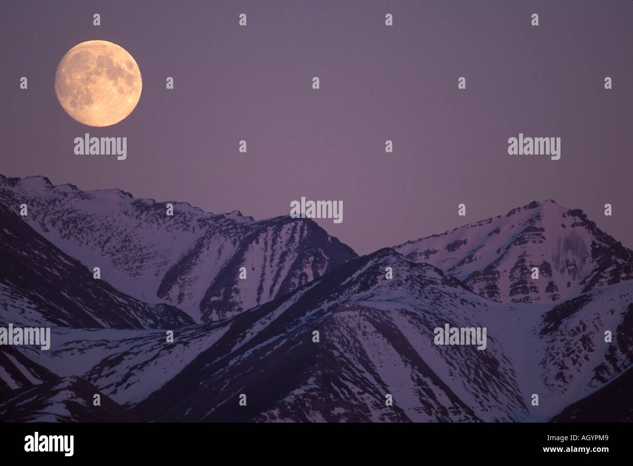 full moon over Gates of the Arctic National Park North Slope of the ...