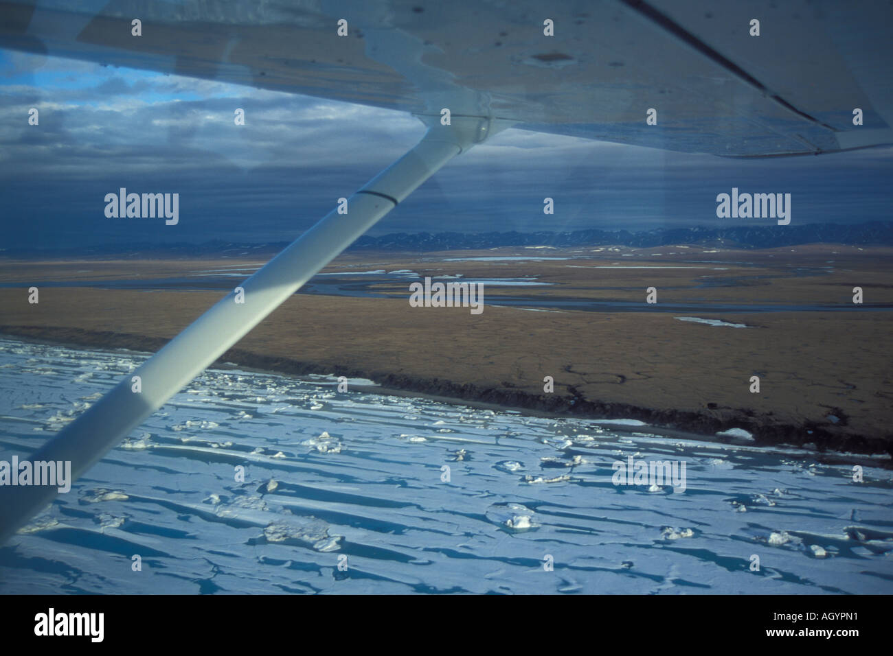 aerial image of spring break up along the Arctic coast 1002 coastal ...
