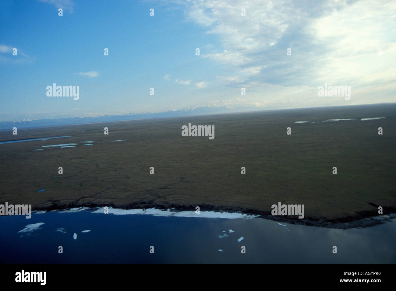aerial image of spring break up along the Arctic coast 1002 coastal ...