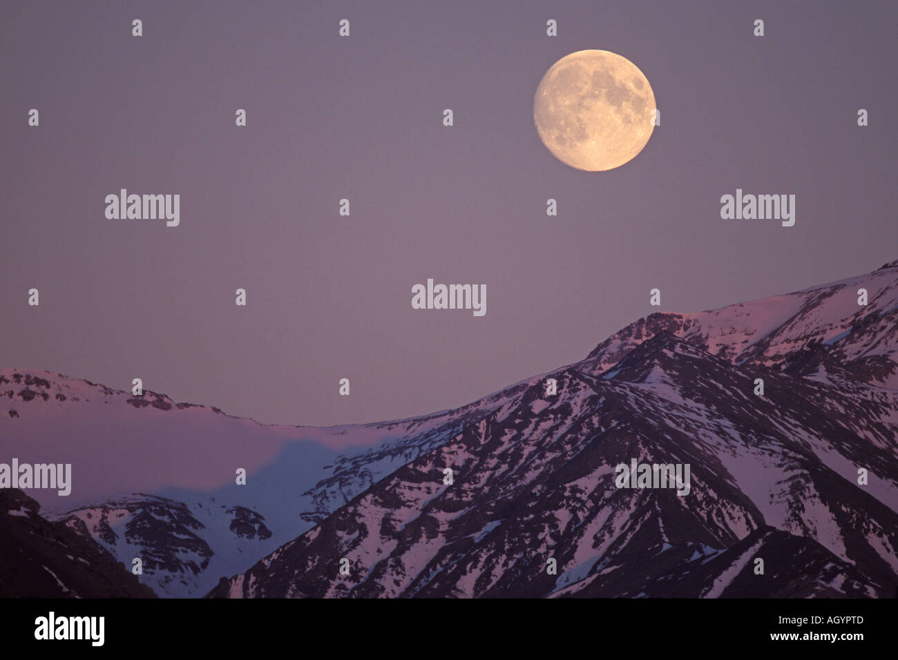 full moon over Gates of the Arctic National Park North Slope of the ...