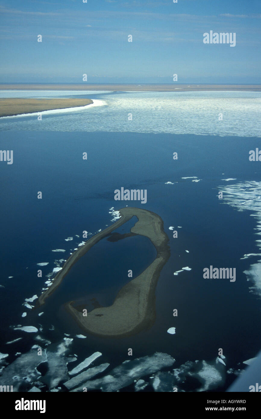 aerial image of spring break up along the Arctic coast 1002 coastal ...