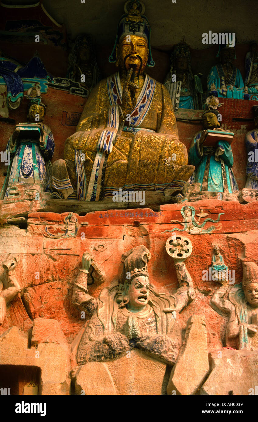 Medieval Buddhist cave art at Dazu caves China 9 Stock Photo - Alamy