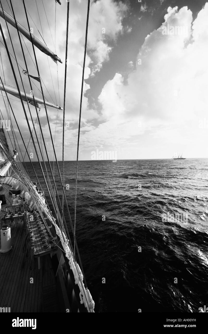 Sailing ship over sea Black and White Stock Photos & Images - Alamy