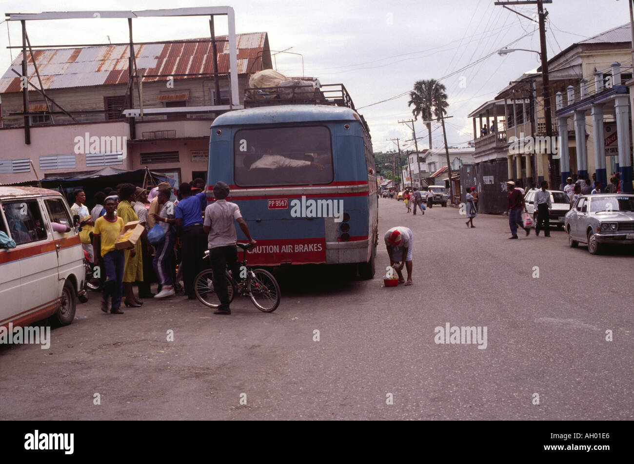 Crowded country bus picking up passengers Jamaica Stock Photo - Alamy
