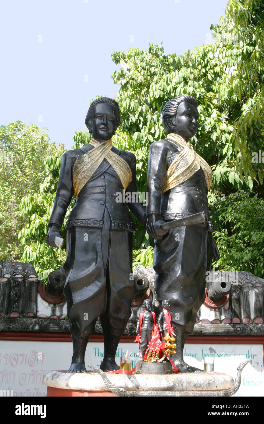 Statue of the Two heroic Sisters saviours of Phuket from invading ...
