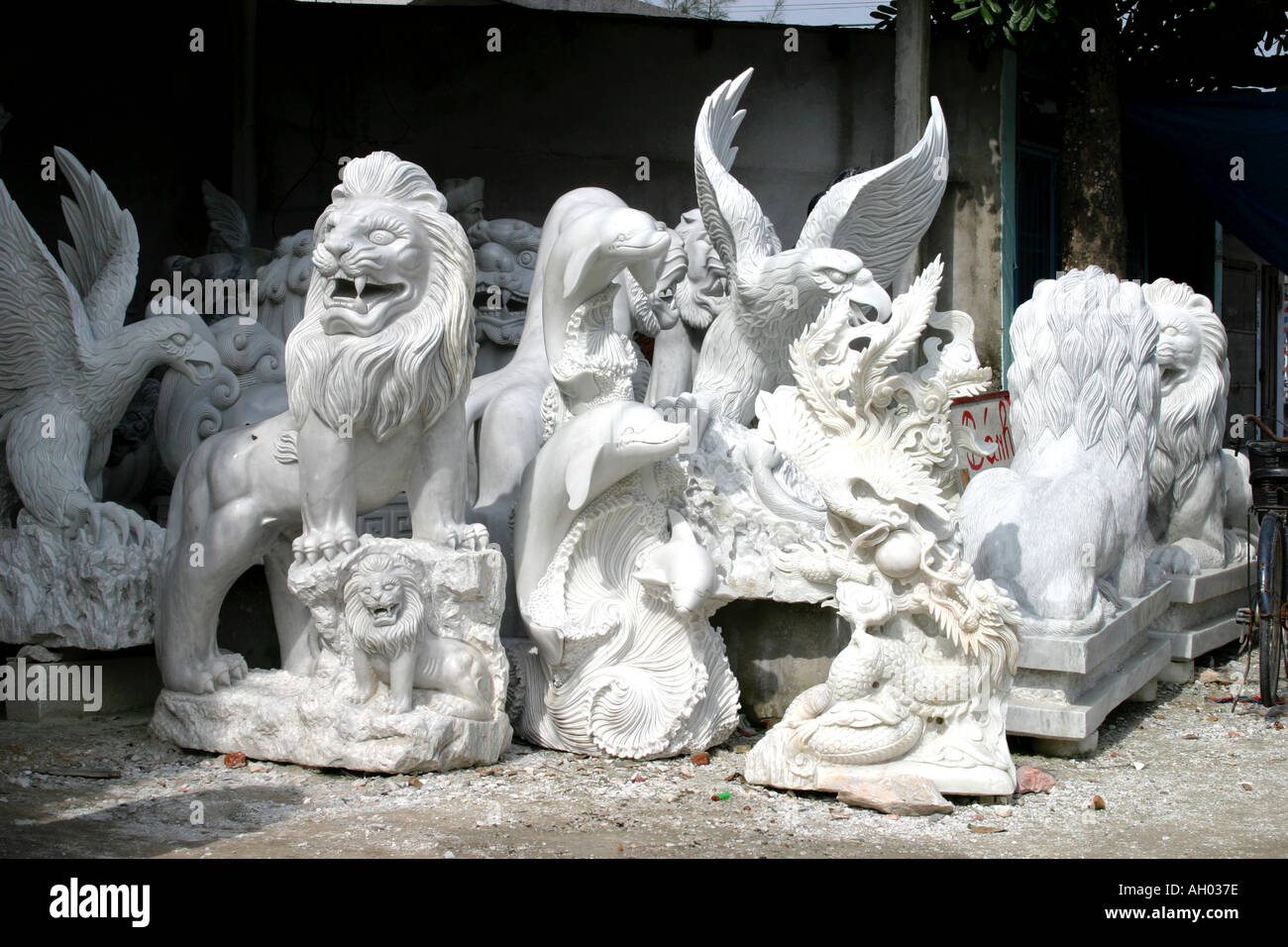 Example of white marble carving at a factory at the Marble Mountain ...