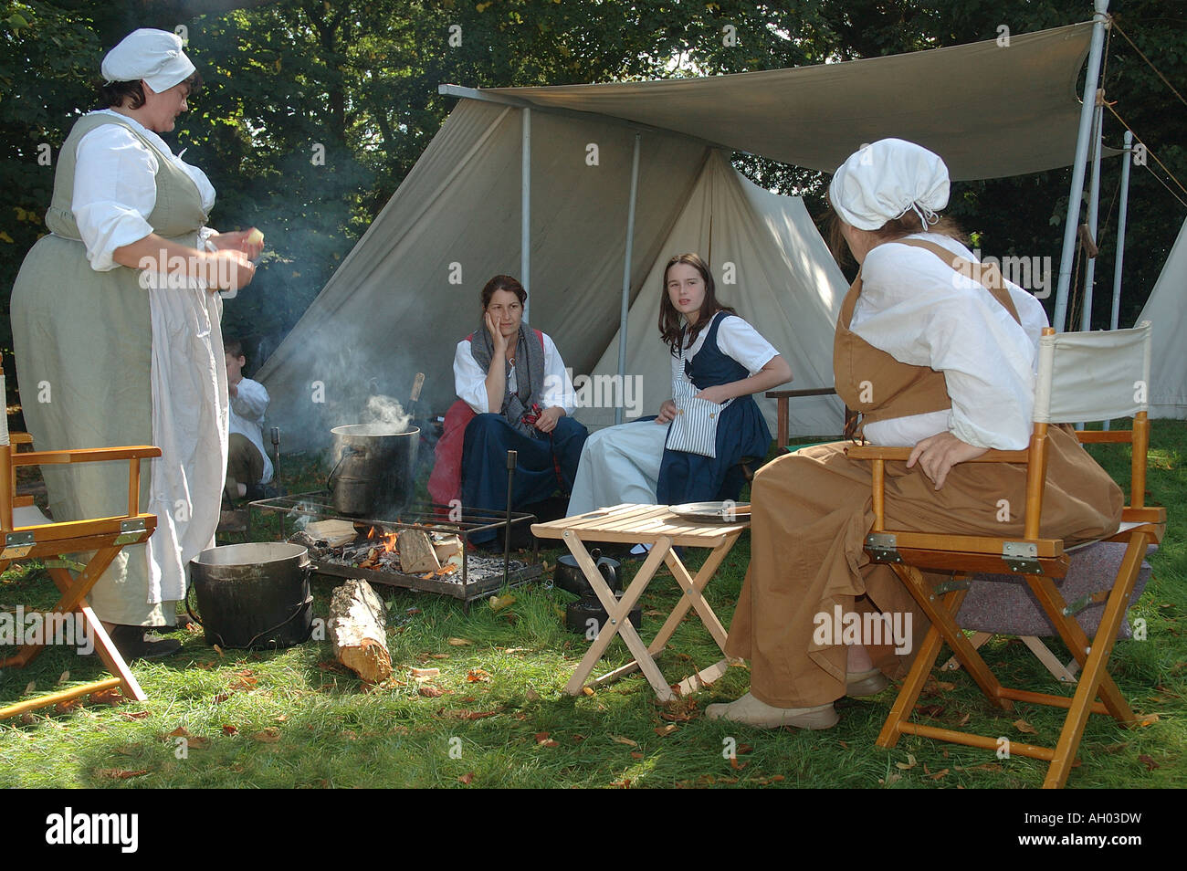 Napoleonic Re-enactment women around the camp Stock Photo - Alamy