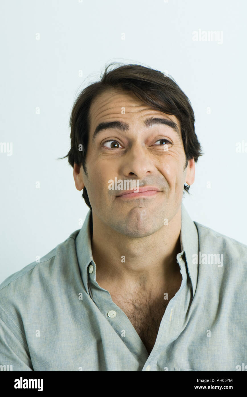 Man making face, portrait Stock Photo - Alamy
