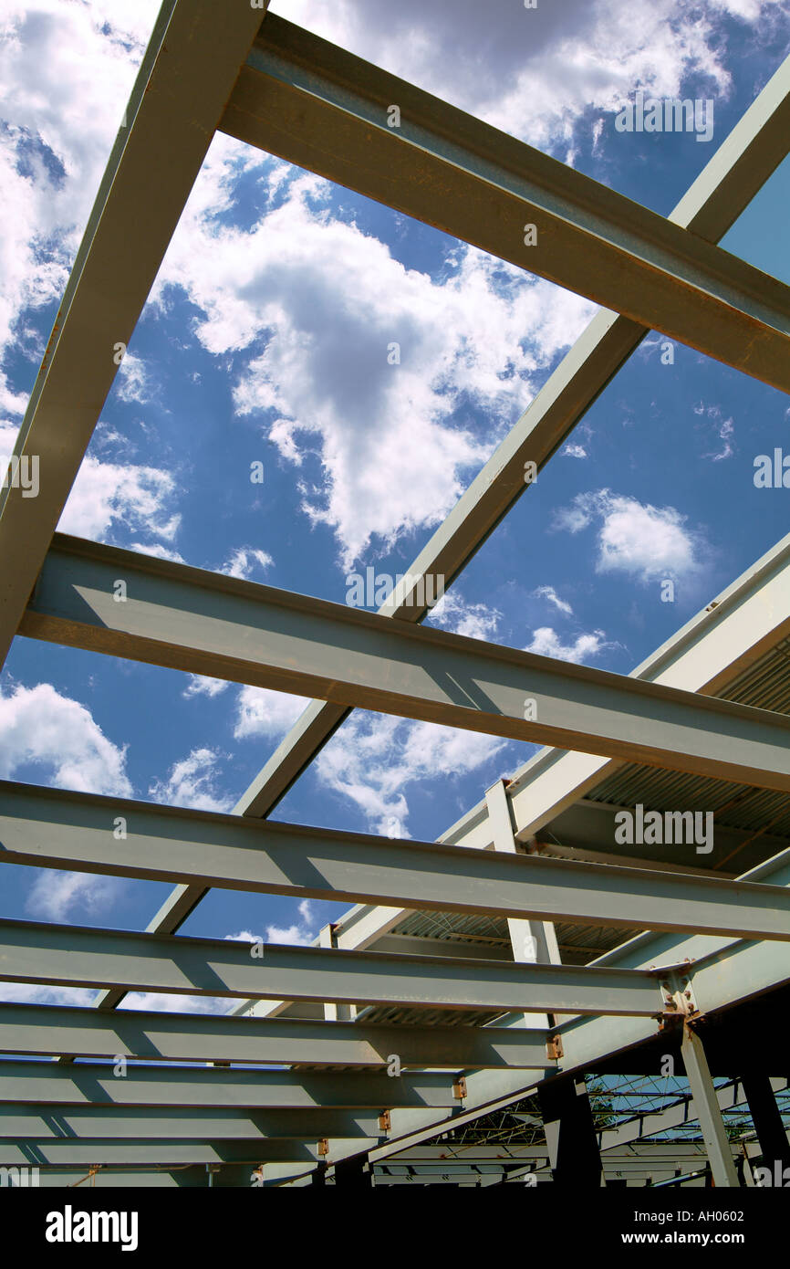 Interior View Of Construction Girders During Building Of Commercial ...