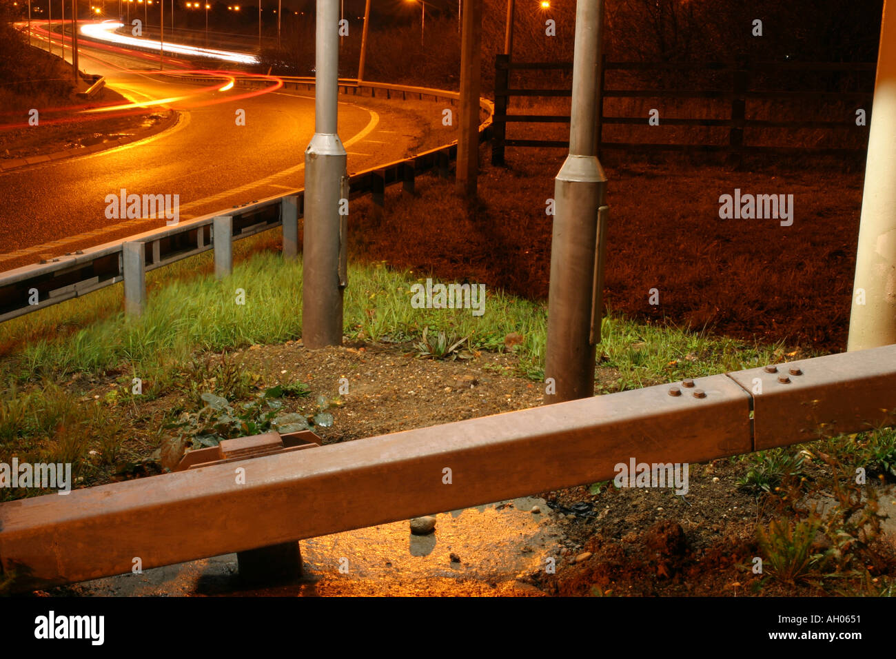 Motorway slip road at night Stock Photo - Alamy
