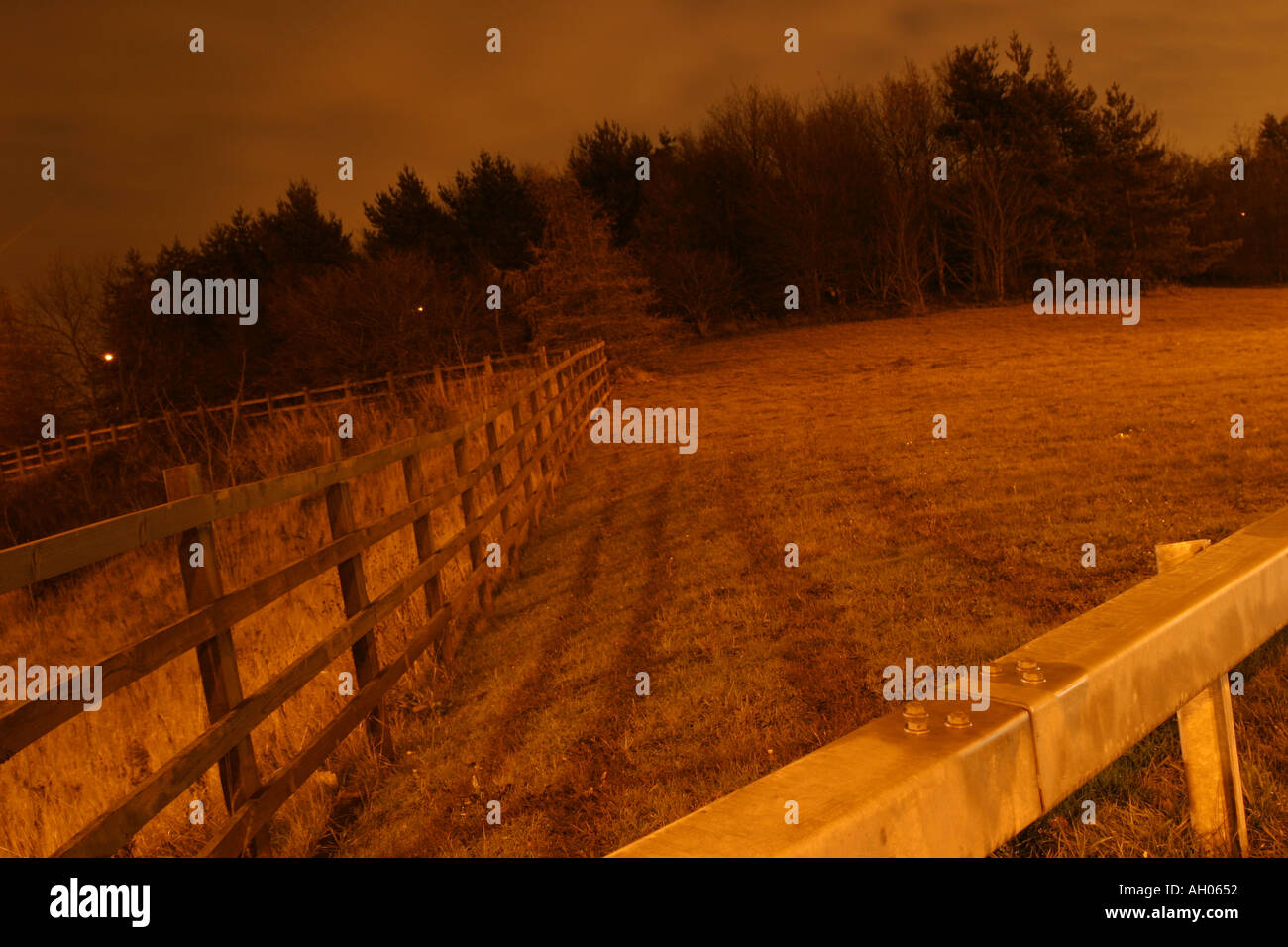M25 motorway embankment at night Stock Photo - Alamy