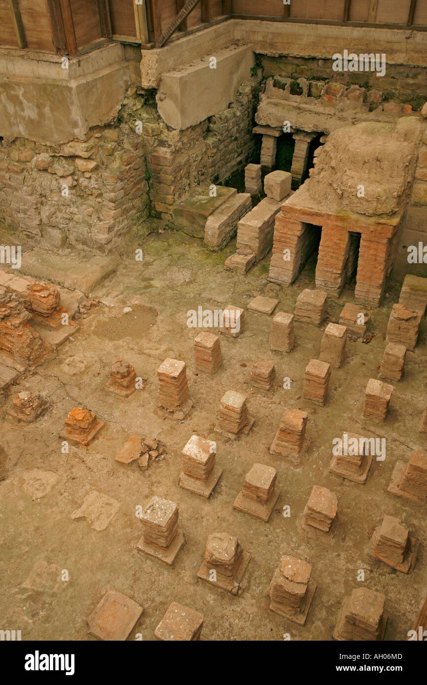 Hypocaust system at Binchester Roman Fort, County Durham, England, UK ...