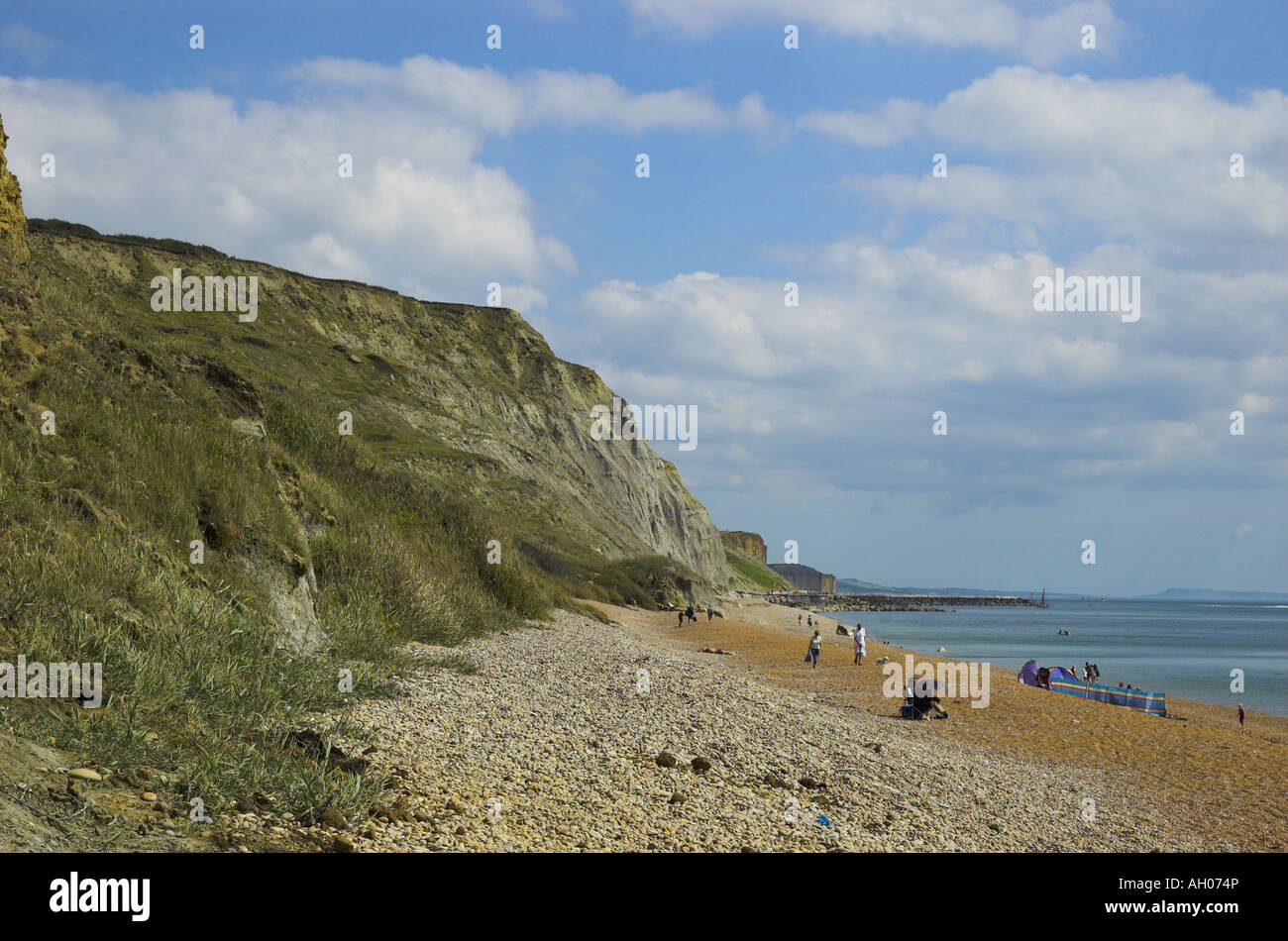 sunny cliff walk showing the sea and a blue summer sky Stock Photo - Alamy