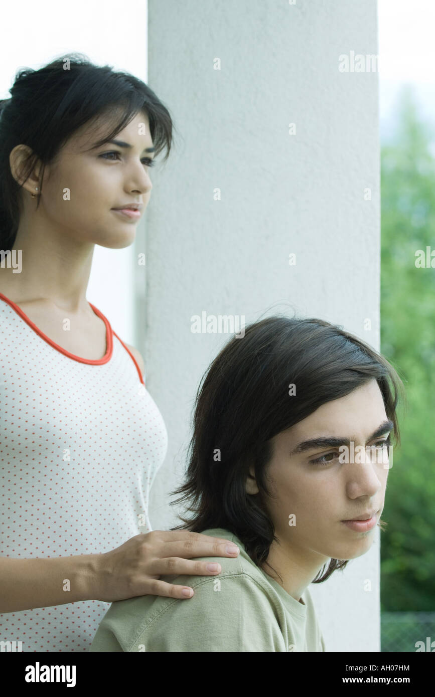 Girl sitting on boyfriends shoulder hi-res stock photography and images ...