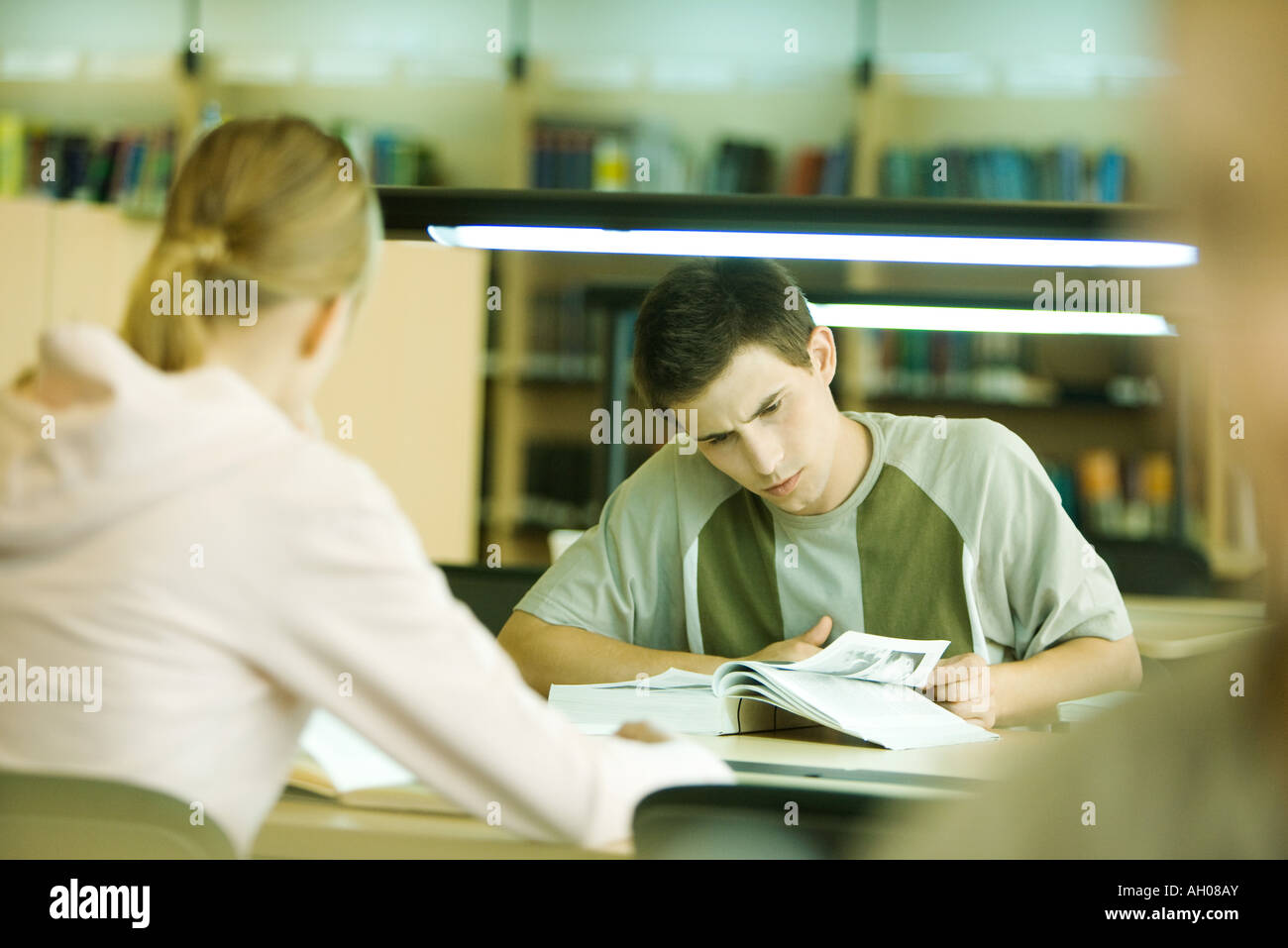 Students studying in library Stock Photo - Alamy