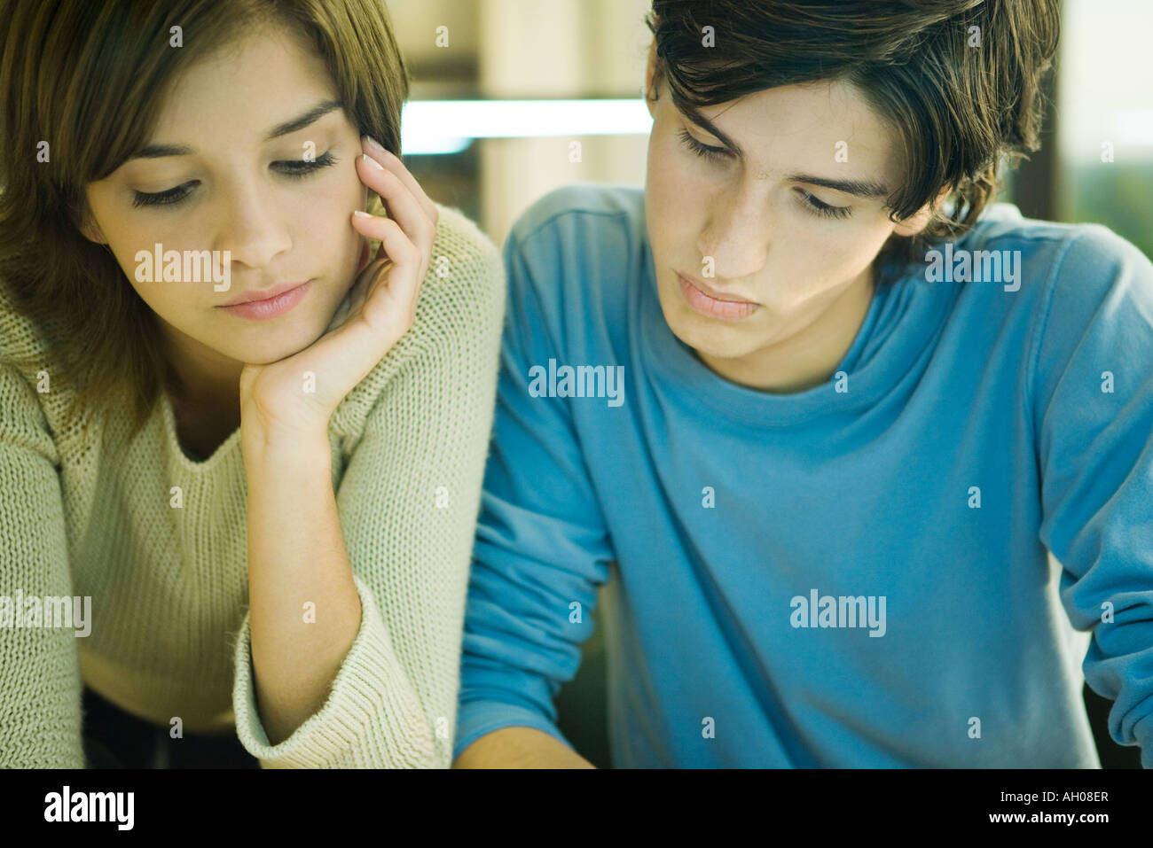 Students studying together, looking down, portrait Stock Photo - Alamy