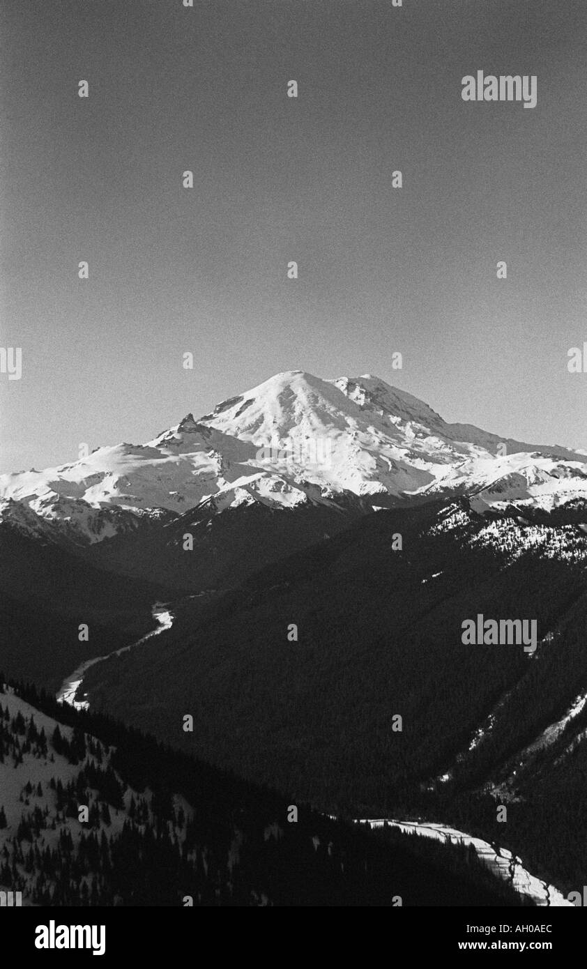 Washington mt. rainier landscape Black and White Stock Photos & Images ...