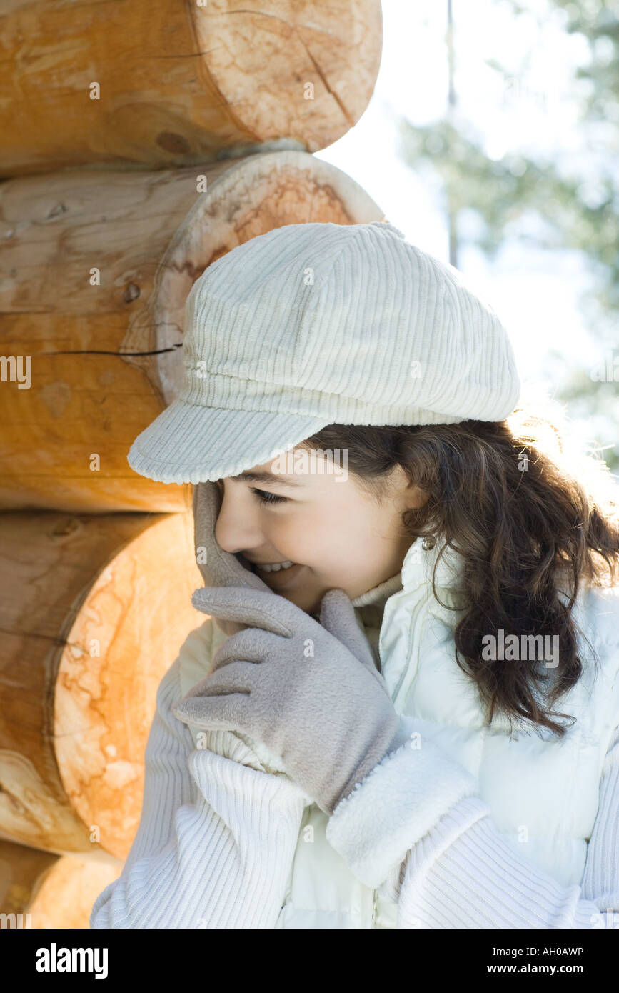 Teenage girl hiding face, portrait Stock Photo - Alamy
