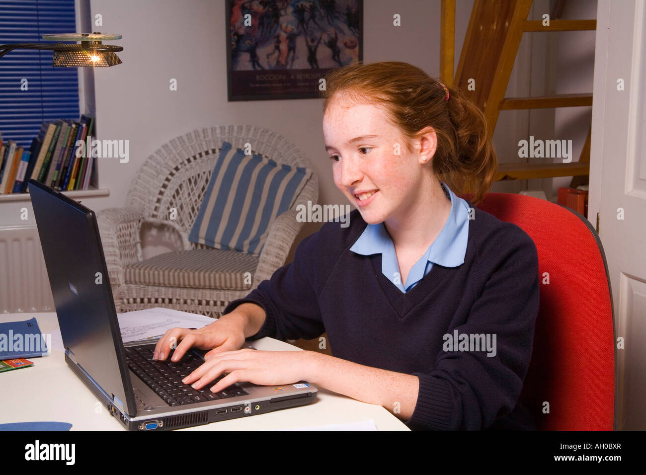 Young girl studying and using Laptop Computer Stock Photo - Alamy