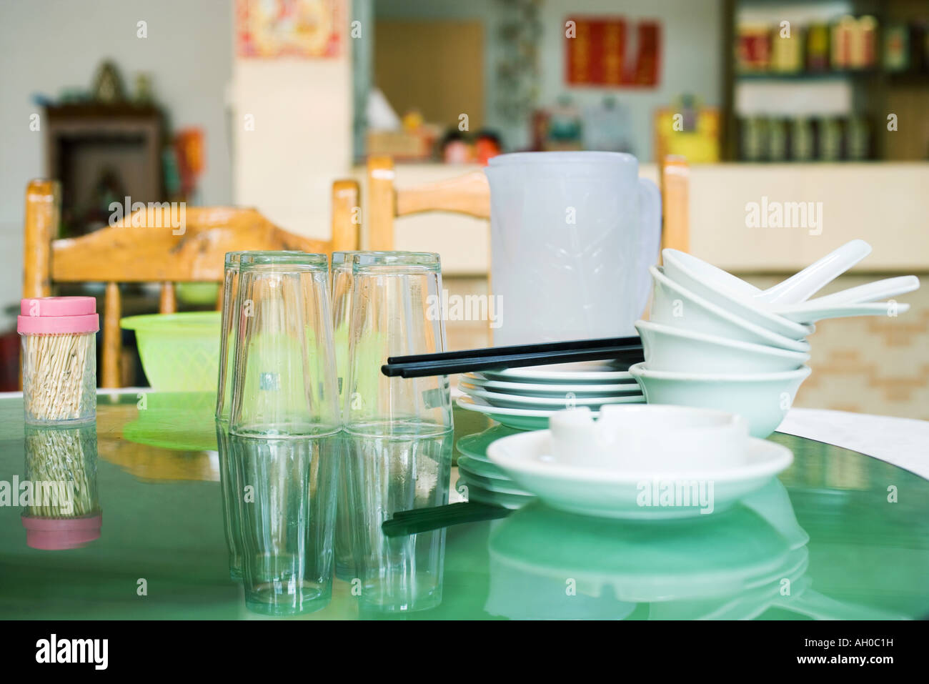 Dishes on table Stock Photo - Alamy