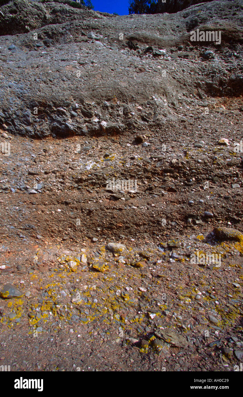 Different sediment layers on mountain Stock Photo - Alamy