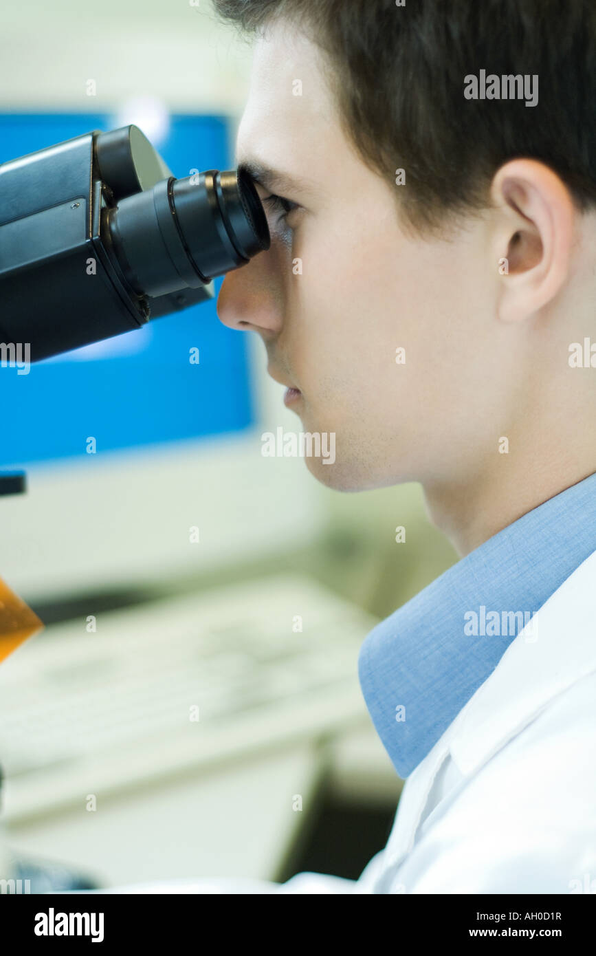 Young male scientist using microscope Stock Photo - Alamy Young male scientist using microscope Stock Photo - Alamy