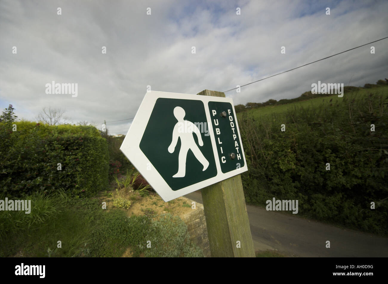 public foot path sign against a blue sky abstract view point Stock ...
