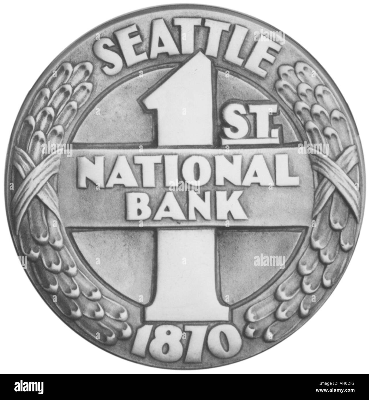 Medallion with bank emblem Stock Photo - Alamy