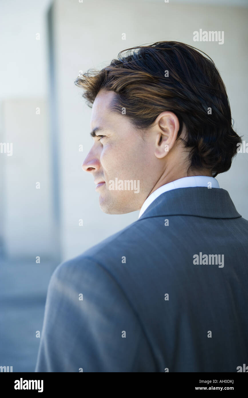 Businessman, head and shoulders, rear view, portrait Stock Photo - Alamy